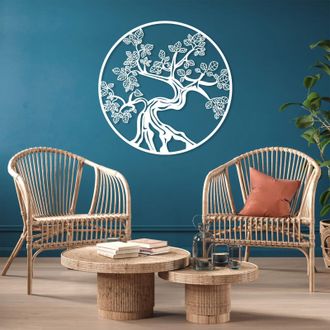 Generic Metall-Wandkunst, Metalldekor, Dekoration, Naturdekor, Bonsai, Moderne Wohndekoration, Wohndekoration (Wei&szlig;, 39x39|100x100 cm)