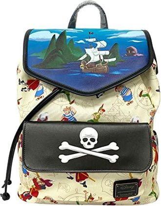 Loungefly Sac dos Captain Hook Skull Peter Pan Pirate AOP, multicolore, Sac bandouli re double sangle