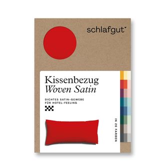 Schlafgut Woven Satin Kissenbezug 40 x 80 cm Red Deep Uni in Premium Hotelqualität, Kopfkissenbezug einzeln mit 100% weicher Baumwolle