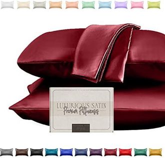 Elegant Comfort Seidiges und luxuriöses 2-teiliges Satin-Kissenbezug-Set für gesündere Haut und Haare, versteckter Reißverschluss und wunderschön verpackt, Satin-Kiss