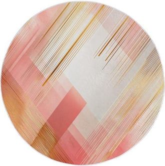 Generic Abstrait Couleur Tapis Rond pour Salon - Lavable en Machine - Motif Moderne Géométrique Lignes Tapis Antidérapant Doux, 120 cm pour Chambre à Coucher 
