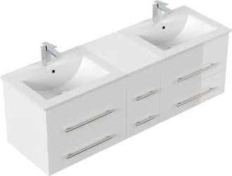 Magnolia Home Badm&ouml;bel Roma XL SoftClose 150x46cm weiss hochglanz