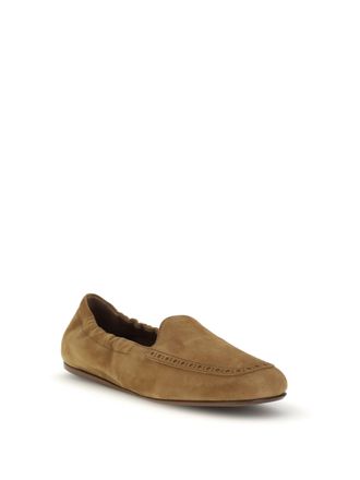 Churchs Womens Suede Loafers Walnut Calf Leather Bos Taurus