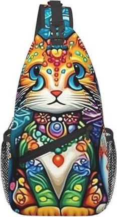 Generic Sac &agrave; bandouli&egrave;re de voyage avec chats color&eacute;s pour homme