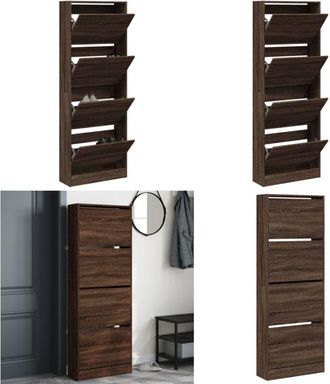 vidaXL Schuhschrank Braun Eichen-Optik 60x21x163,5 cm Holzwerkstoff - Holzschrank - Schuhablage