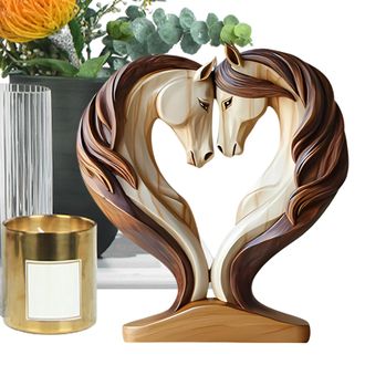 Generic Holzpferd Figur dekoratives Tierornament im eleganten 2D Look | Wei&szlig;e Pferdeskulptur aus Holz f&uuml;r Innenraum Deko Wohnzimmer Schlafzimmer Schreibtisch 