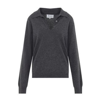 Maison Margiela Twist Lambswool Polo - - Knitwear - Herren - Grau - M