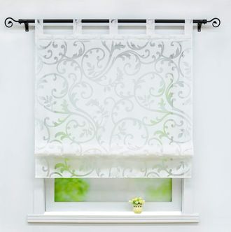 Joyswahl Raffrollo Ausbrenner Raffgardinen mit Schlaufen »Jessica« Gardinen BxH 120x140cm Weiß 1er Pack