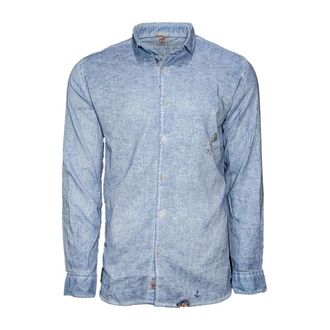 Bob Blaues Baumwollleinenhemd mit airbrushbestickung - - Shirts - Herren - Blau - XL