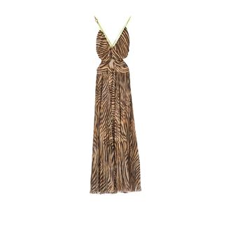 Just Cavalli Tigerprint-Georgette-Plissee-Kleid - - Dresses - Damen - Braun - L