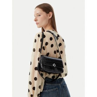 Tory Burch Handtasche Tory Burch Charlie Embossed Croc Small Shoulder Bag 183522 Schwarz