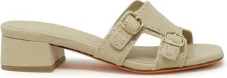 Santoni Sandalen - Beige Leather Backless Sandal - Gr. 37,5 (EU) - in Beige - f&uuml;r Damen