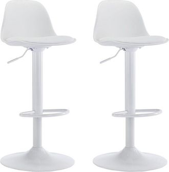 Vente-Unique Vente-unique - Lot de 2 tabourets de bar en polypropyl&egrave;ne et m&eacute;tal - Hauteur r&eacute;glable - Blanc - xafy