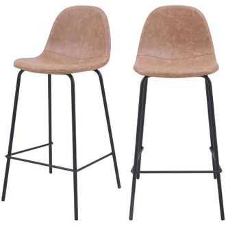 Rendez-Vous D&eacute;co Rendez-vous D&eacute;co - Lot de 2 chaises pour &icirc;lot central 65 cm en cuir synth&eacute;tique taupe - henrik