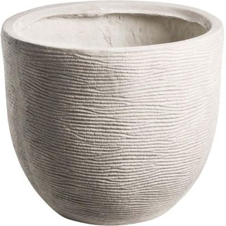 Beliani Pot de Fleurs Int&eacute;rieur et Ext&eacute;rieur en Fibre dArgile Rond Jardini&egrave;re 47 x 47 x 40 cm Peint en Gris Clair Lixouri