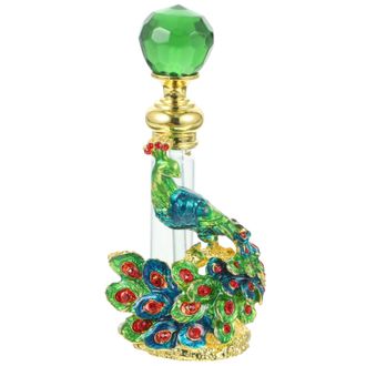Valiclud Nachfüllbare Vintage Parfümflasche Aus Glas 4 Ml Peacock Duftflasche Mit Metall Dekor Leere Flasche Für Ätherisches Öl Und Reise Aufbewahrung