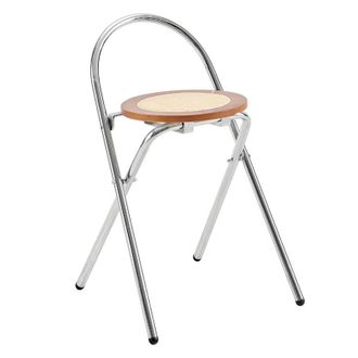 Generic 50,8 cm Rattan Faltbarer Barhocker mit Rückenlehne - runder faltbarer Frühstücksstuhl Metallgestell Tonhöhe ideal für Küche Café Outdoor Garten - Brau