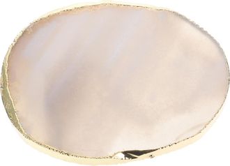 BESTONZON Nat&uuml;rlicher Achat Untersetzer Mit Vergoldetem Rand Runde Dekorative Tischmatte &oslash; Hitzebest&auml;ndig Vielseitig Einsetzbar F&uuml;r Bar Restaurant Wohnraum Eleg