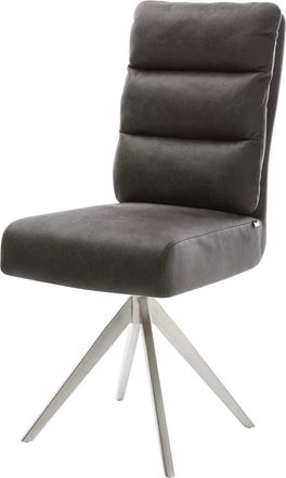 DELIFE Polsterstuhl Pela-Flex Kreuzgestell kantig Edelstahl Mikrofaser Anthrazit Vintage Taschenfederkern