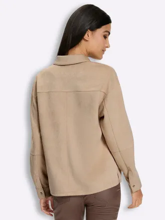 Heine Klassische Bluse Lederimitat-Bluse Langarm