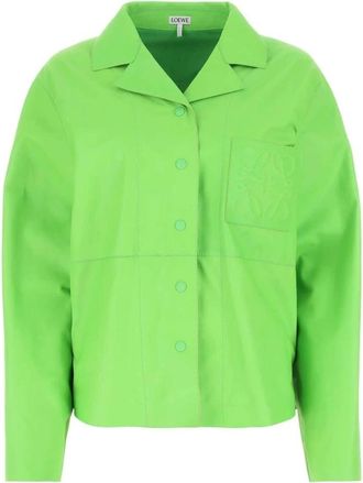 Loewe Femme, Vestes, Vert, Taille: 36 FR Chemise Oversize en Popeline de Coton avec D&eacute;tail Anagramme