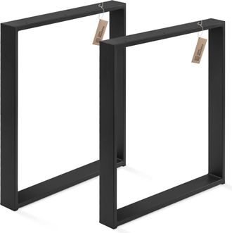 Lamofootwear Manufaktur Tischbeine für Schreibtisch Esstisch, Simple Massive, Vierkantprofil 80x20 mm, Tischgestell 100x72 cm (BxH), Schwarz, 2 Stück, LTS-01-C-HH-