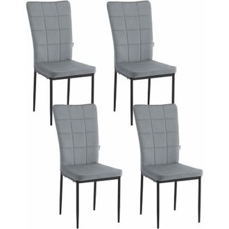 Woltu Woltu - Lot de 4 chaises de salle &agrave; manger en velours gris fonc&eacute; - Pieds en m&eacute;tal - Dossier haut - Dimensions 43x59.5x96.5 cm - Capacit&eacute; 150 kg
