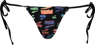 Puma Damen Side Tie Tanga String Bikini Bottoms, Black Combo, S EU