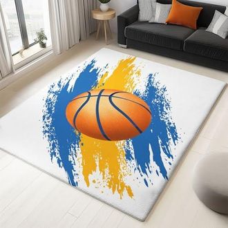 Generic Tapis de Minimalisme Couleur - Lavable Tapis Sports Exercice Basket-Ball Imprim&eacute; &agrave; Poils Courts, Doux Antid&eacute;rapant Moquette pour Chambre Salon Salle &agrave;