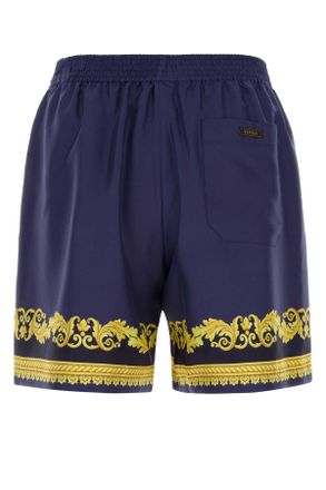 Versace Silk Bermuda Shorts - Navy