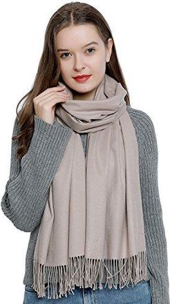 DonDon Écharpe femme hiver chaud et douce Châle Etole Foulard 185 x 65 cm - beige