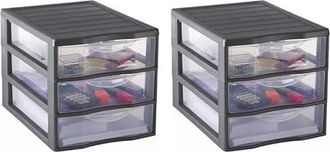 Sundis Orgamix, petite tour de rangement en plastique gris, 3 tiroirs transparents format papier A4, hauteur 25,5 cm, superposable, idéale rangement bureau, 