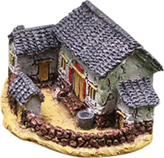 DOITOOL Miniatur reetdachhaus Deko Resin Modell mit Detailreicher Handwerkskunst Nostalgisches Souvenir Künstlerisches Mikro landschaftsaccessoire für Schreib