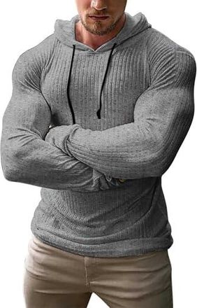 Generic T-shirt de bodybuilding pour homme - Coupe athlétique - Manches longues - Évacuation de lhumidité - Vêtements de sport, gris, XXL