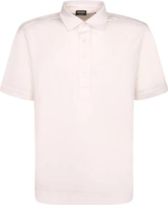 Ermenegildo Zegna Homme, Tops, Blanc, Taille: M Polo Tricot&eacute; en Soie et Coton