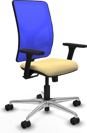 Piqueras y Crespo B&uuml;rostuhl, R&uuml;ckenlehne, Gitterstoff, mit 3D-Armlehnen, h&ouml;henverstellbare Lendenwirbelst&uuml;tze, ausgestattet mit 3 Positionen und Schneideschaum, Blau/Cr