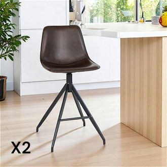 Pier Import Pier Import - Tabouret de bar marron avec couture (lot de 2) amsterdam