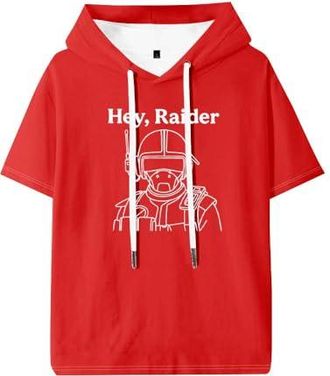 Generic ARC Raiders Hi T-shirts à capuche unisexe à manches courtes Vêtements décontractés, Rouge, XXL