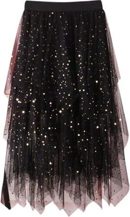 Generic Jupes tutu pour femme - Jupe en tulle - Style r&eacute;tro - Pour carnaval - Multicouche - Taille haute - Style r&eacute;tro - Pour f&ecirc;te - Costume de f&ecirc;te, Noir, Ta