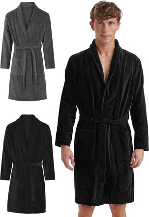 Claudio Bademantel Herren Frotté - 100% Bio-Baumwolle - Oeko-Tex Zertifiziert - Weich & Saugstark - XXL - Schwarz