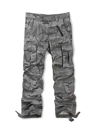OCHENTA Aeslech Homme Pantalon Cargo Militaire avec 8 Poches Pantalon de Combat dExteRieur Pantalon de Travail,44 Grande taille,Z Gris