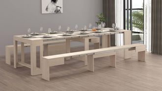 Dmora Bank Torquato, Set mit 2 Sitzgelegenheiten für den Esstisch, ausziehbare Bänke, 290x25x45 cm, Olmo