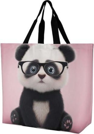 Generic B&eacute;b&eacute; Panda Avec Des Lunettes Sac Fourre-Tout L&eacute;ger Sacs Grand Sac Courses Pour Gym Plage Quotidienne