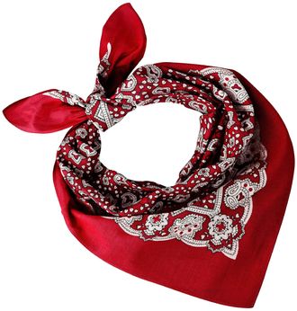 Tobeni 548 Damen Herren Nickituch Kopftuch Bandana Halstuch Baumwolle Unisex Farbe Paisley Rot Gr&ouml;sse 54 cm x 54 cm
