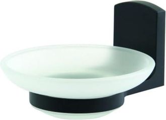 Spirella Seifenschale zum Befestigen, Glas & Chrom, Taku, transparent & schwarz