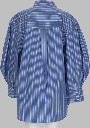 Ganni Striped Organic Cotton Shirt - Blue