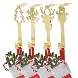 Generic Halterungen für Weihnachtsstrümpfe für Kamin, 4 Stück, rutschfeste Befestigungen, leichtes Metall, für Weihnachtsdekoration | Lichterketten für Kamins