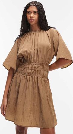 & Other Stories Kleid aus Baumwoll-Nylon in Dunkelgelb mit Kordelzug an der Taille-Schwarz