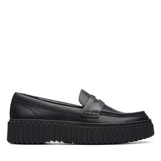 Clarks Torhill Penny Chaussures en Cuir Noir, Cuir Noir, 37 EU