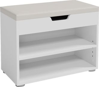 Vicco Schuhbank Rolfe, Sitzbank mit Stauraum, Weiß, 60 x 45 cm